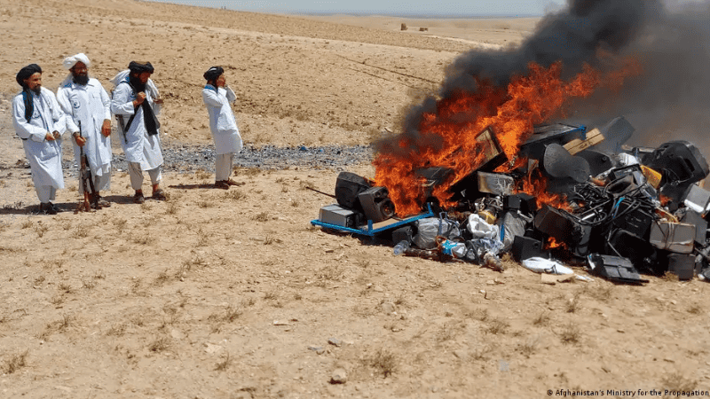 Taliban Authorities Burn Musical Instruments