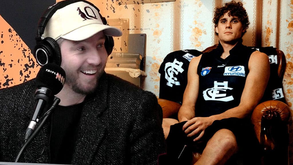 Charlie Curnow Gives Daisy Thomas A Drive-By Over Blues Heritage Photoshoot