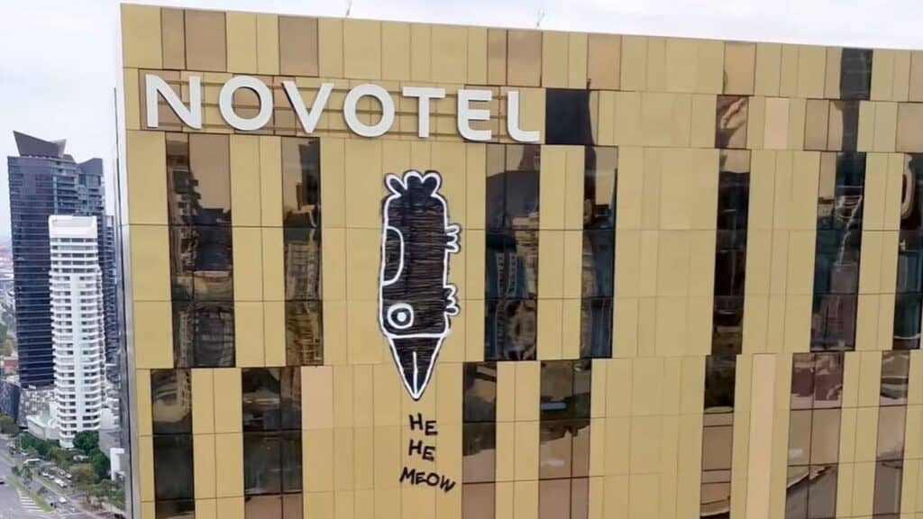 Two arrested over infamous 'Pam the bird' graffiti